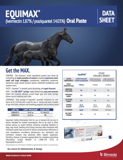 Equimax Horse - Equimax Technical Sheet